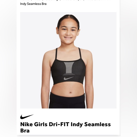 Nike | Other | Nike Girls Drifit Indy Seamless Racerback Sports Bra ...